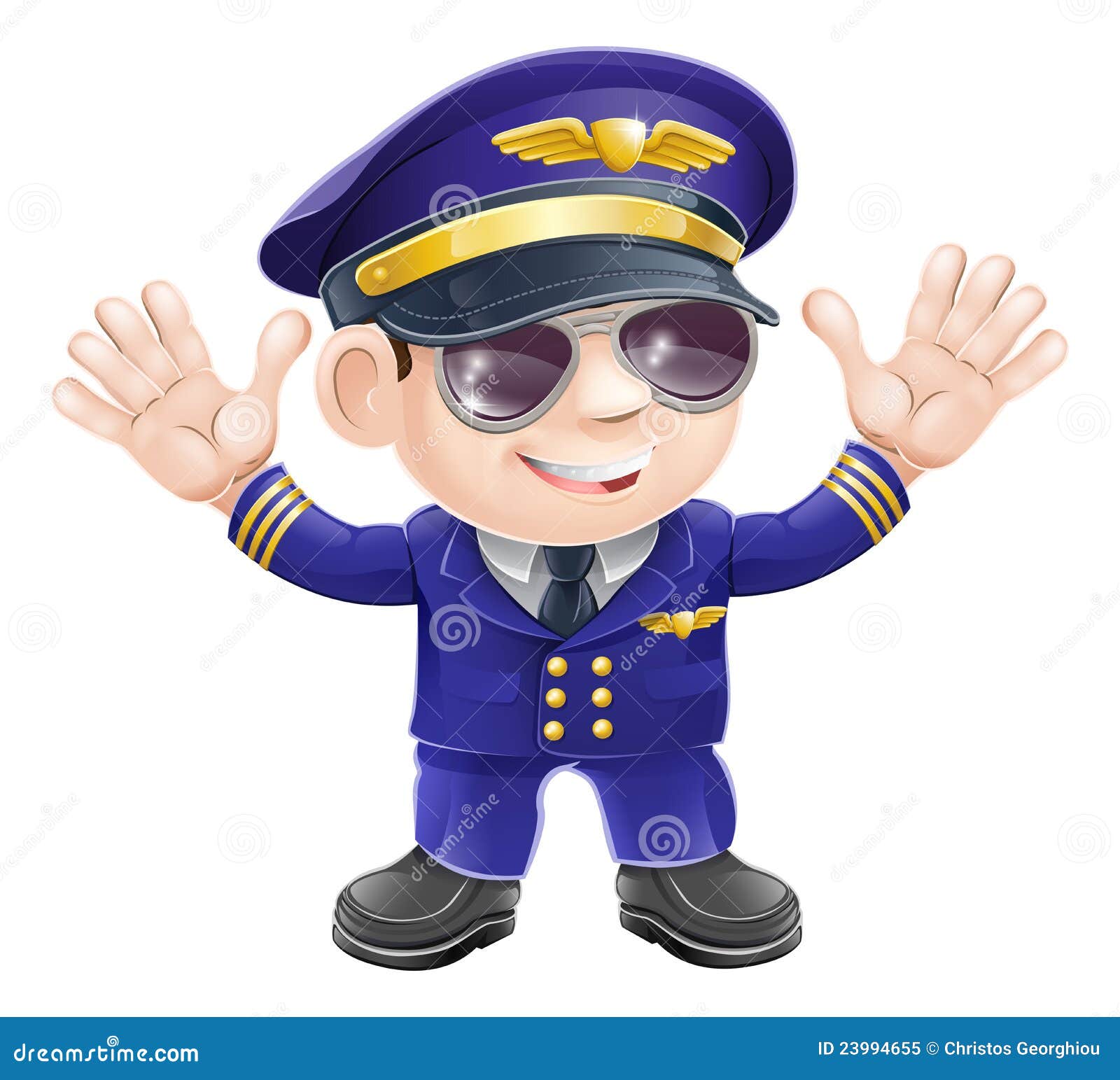 Airplane Pilot Hand Welcome Cartoon Character Aircraft Captain In ...