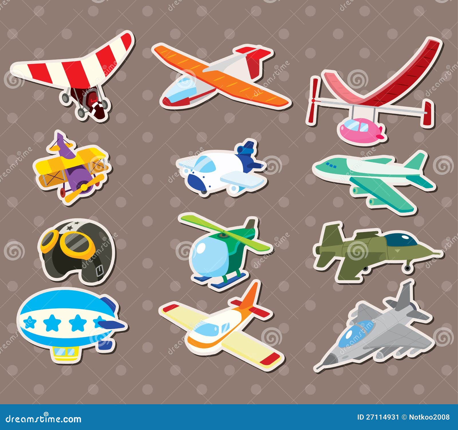 Cartoon airplane stickers stock vector. Illustration of hang - 27114931