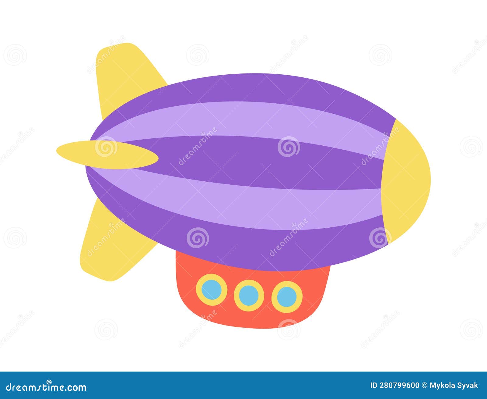 Cartoon Airship Mega Set Elements In Flat Design. Vector Illustration ...