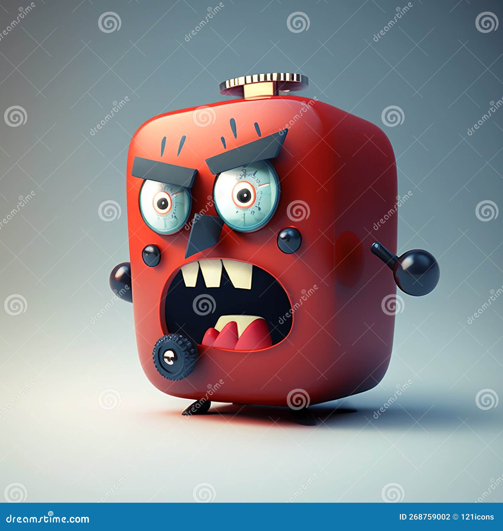 Cartoon Alarm Clock Angry Character Illustration Using Generative AI ...