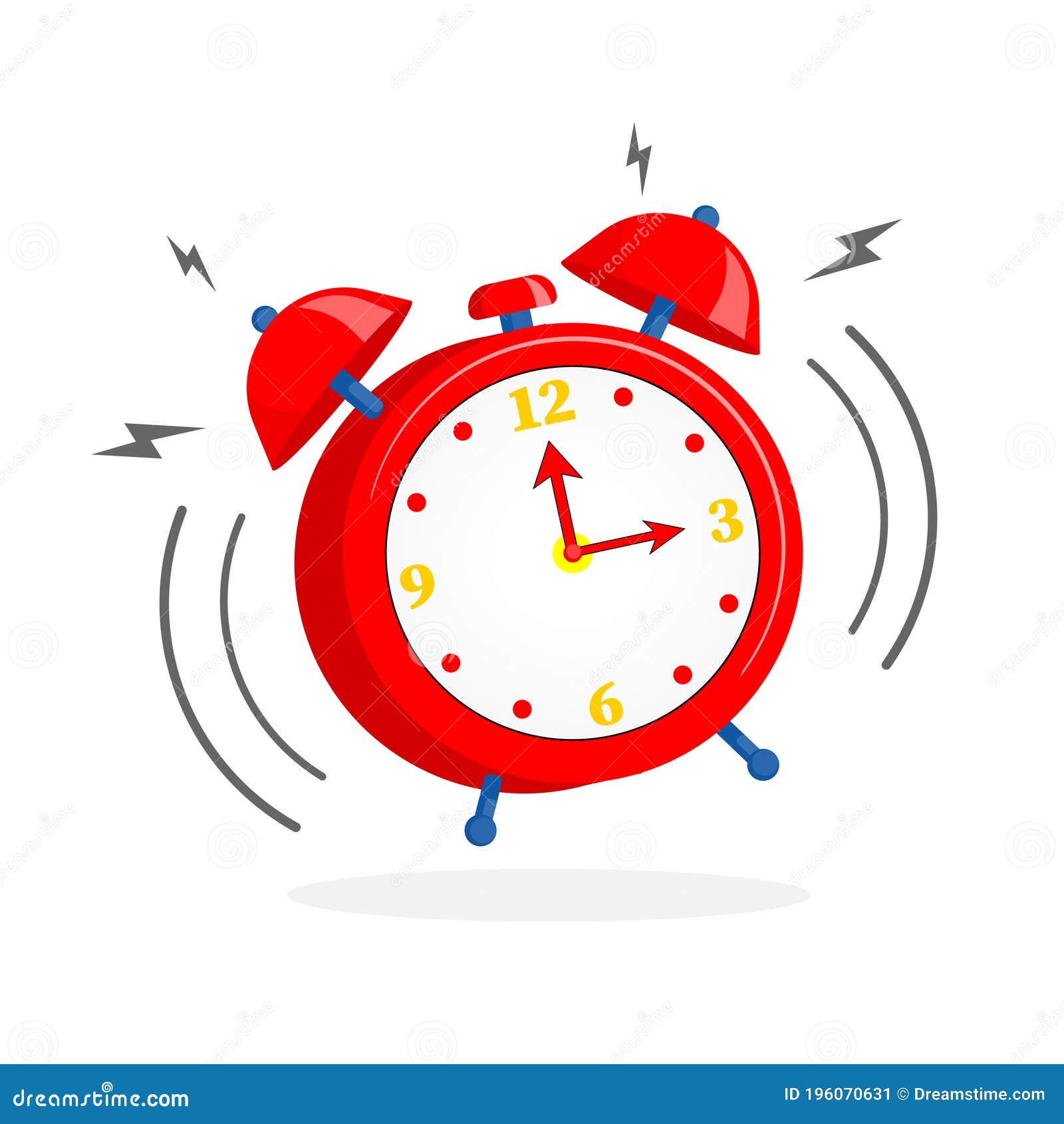Cartoon Alarm Clock Icon Isolated on White Background. Vector ...