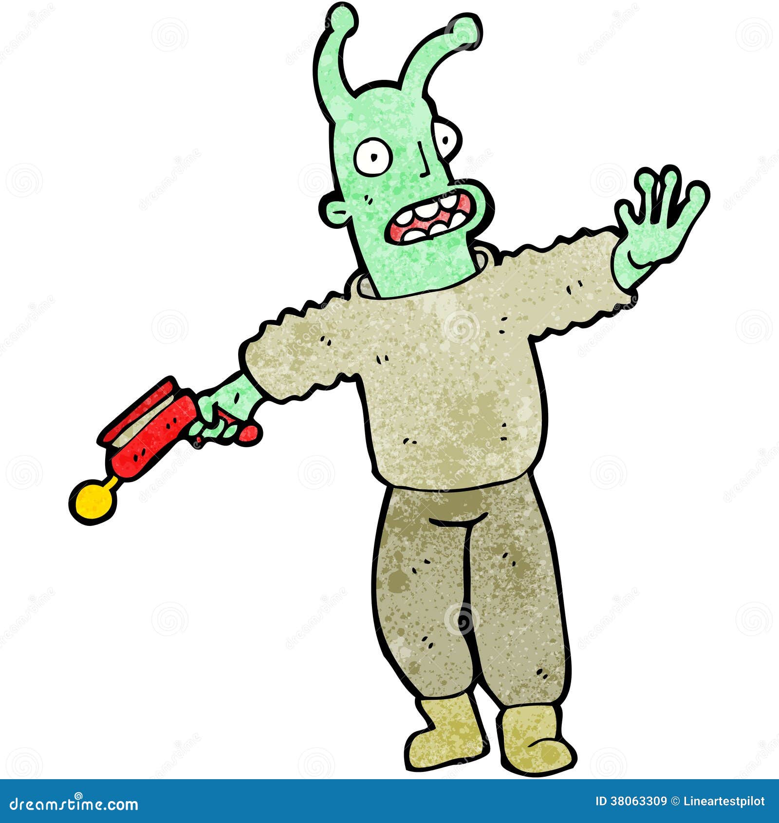 Cartoon alien stock vector. Illustration of retro, grunge - 38063309