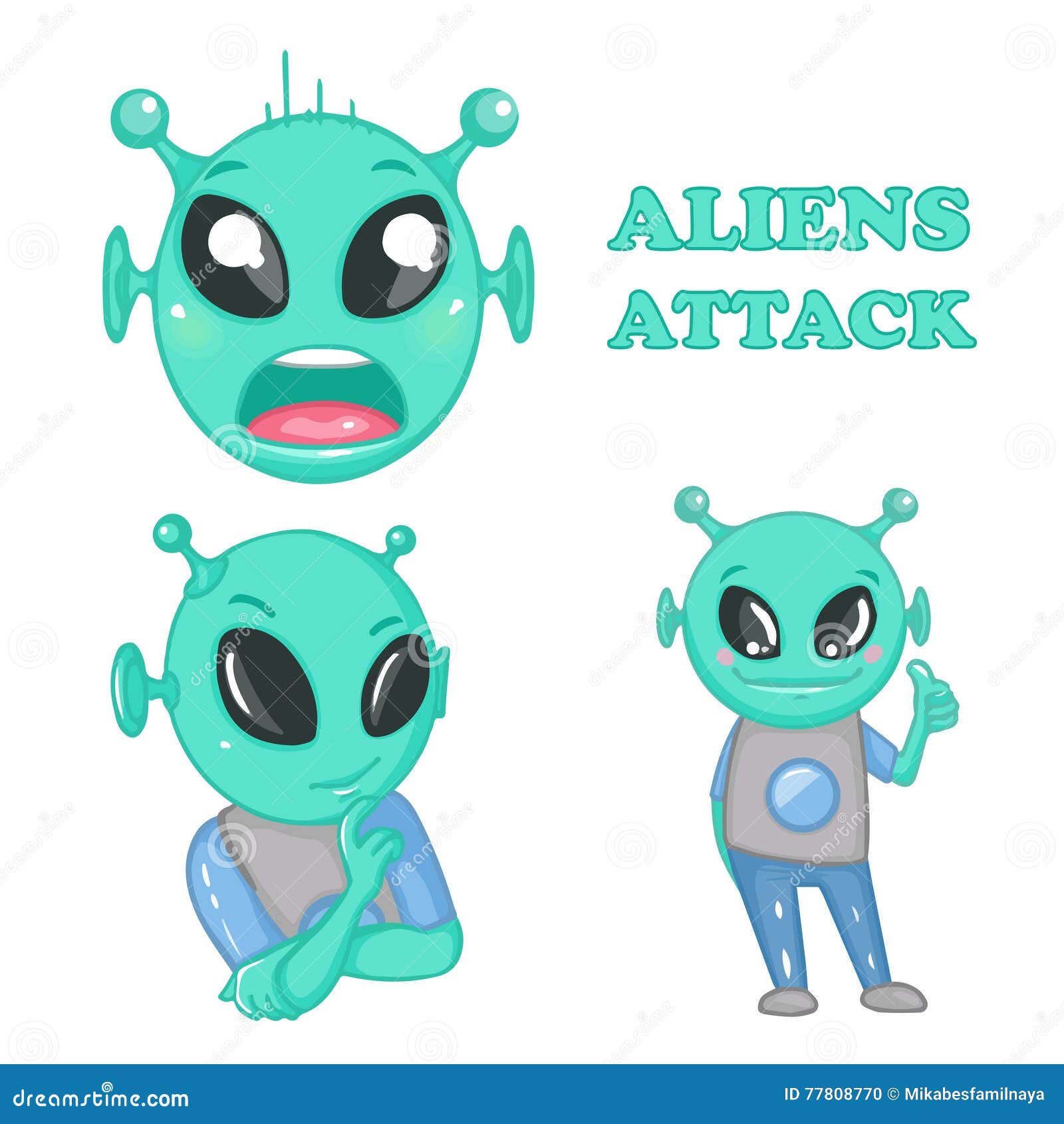 Cartoon alien stock vector. Illustration of face, element - 77808770