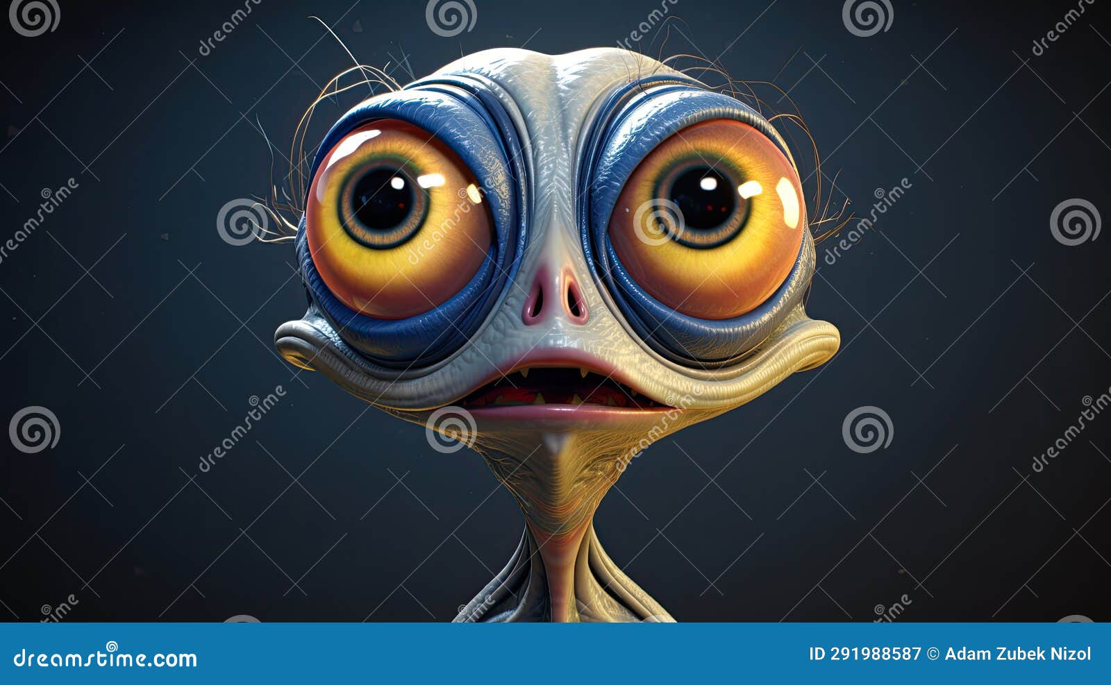 A Cartoon Alien with Big Eyes Stock Illustration - Illustration of ...