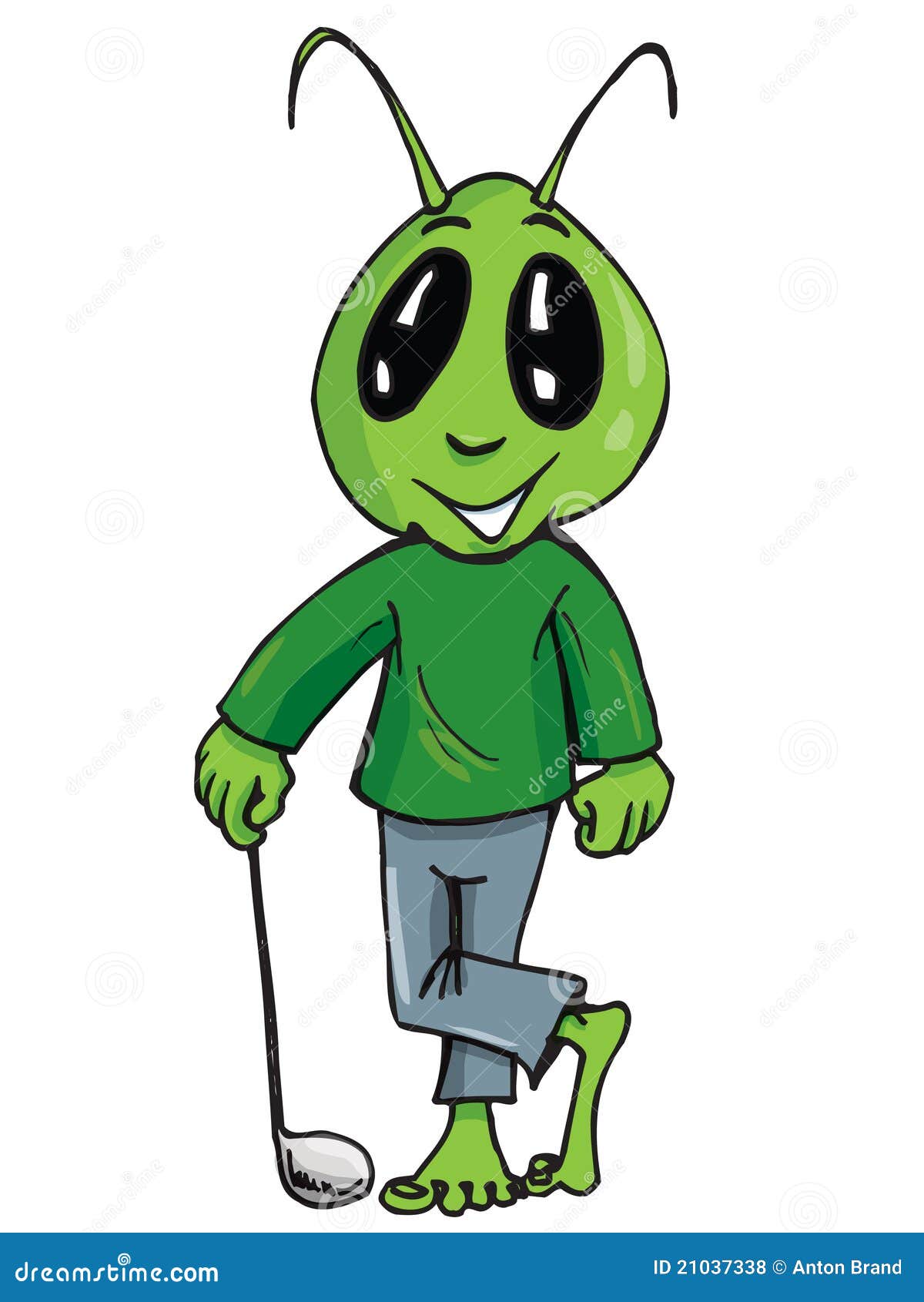 Cartoon of an Alien with a Golf Stick Stock Vector - Illustration of ...