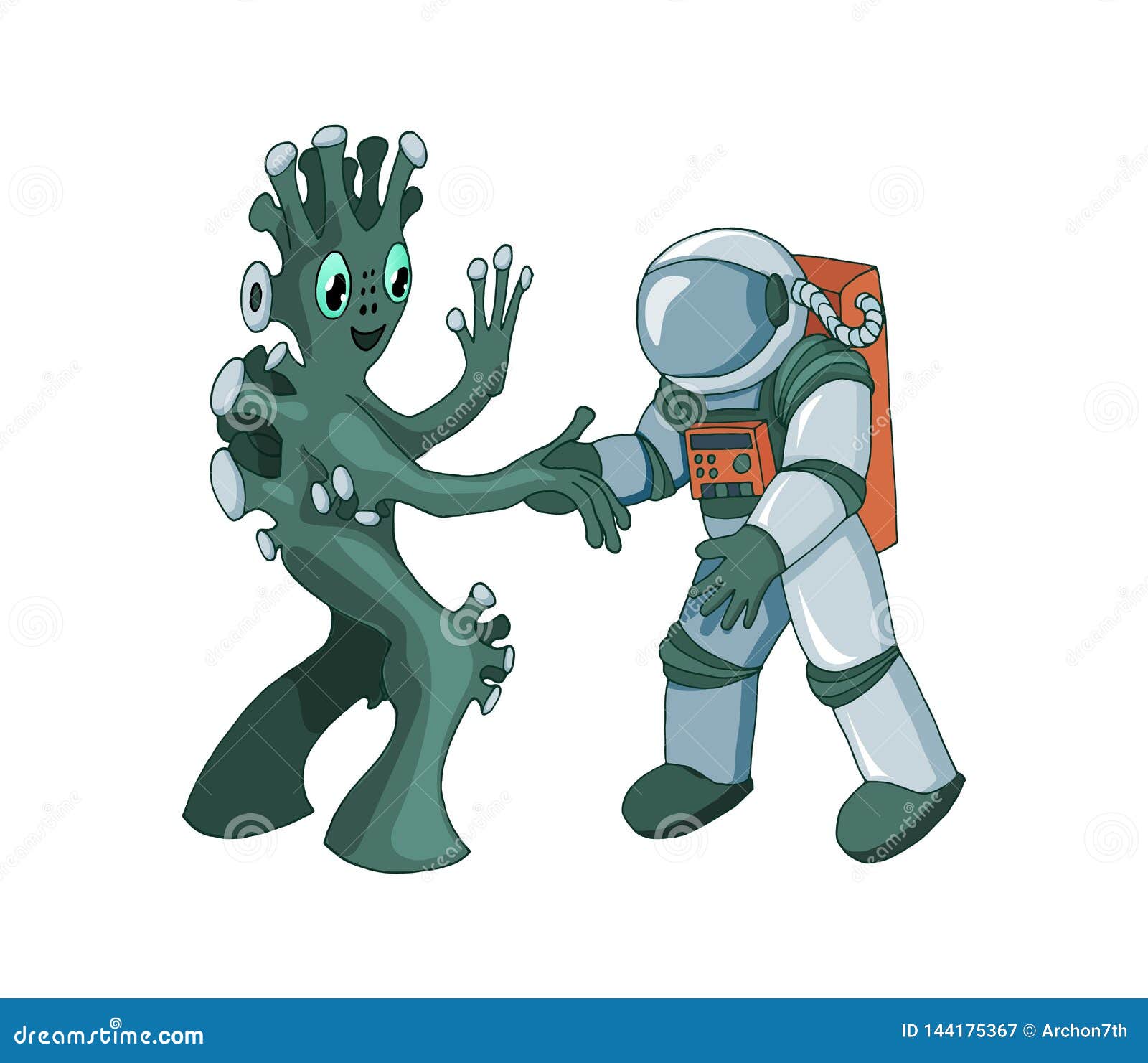 Alien Handshake With Astronaut Cartoon Royalty-Free Stock Photography ...