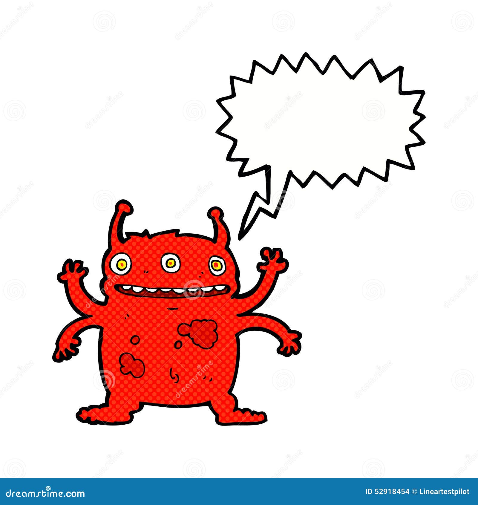 Cartoon Alien Monster with Speech Bubble Stock Illustration ...