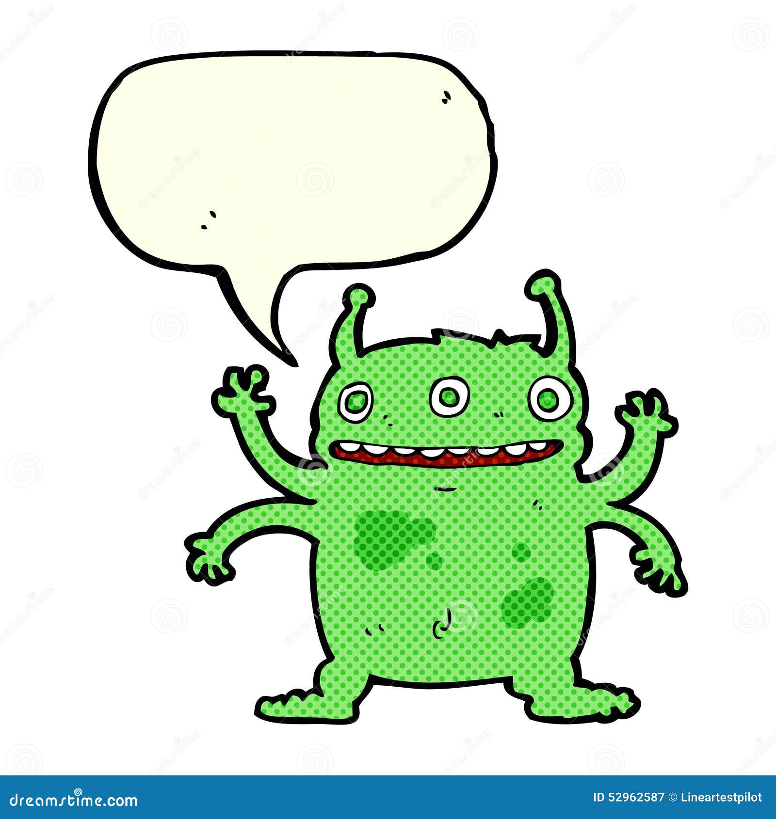 Cartoon Alien Monster with Speech Bubble Stock Illustration ...