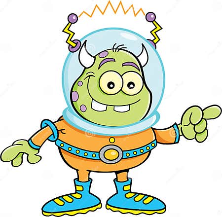 Cartoon alien pointing stock vector. Illustration of smiling - 32315629