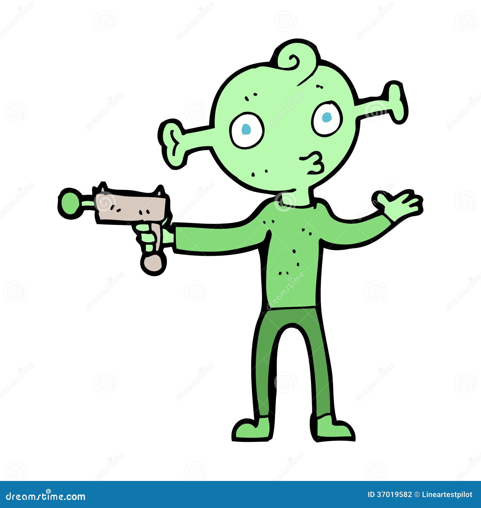 Cartoon Alien With Ray Gun Vector Illustration | CartoonDealer.com ...