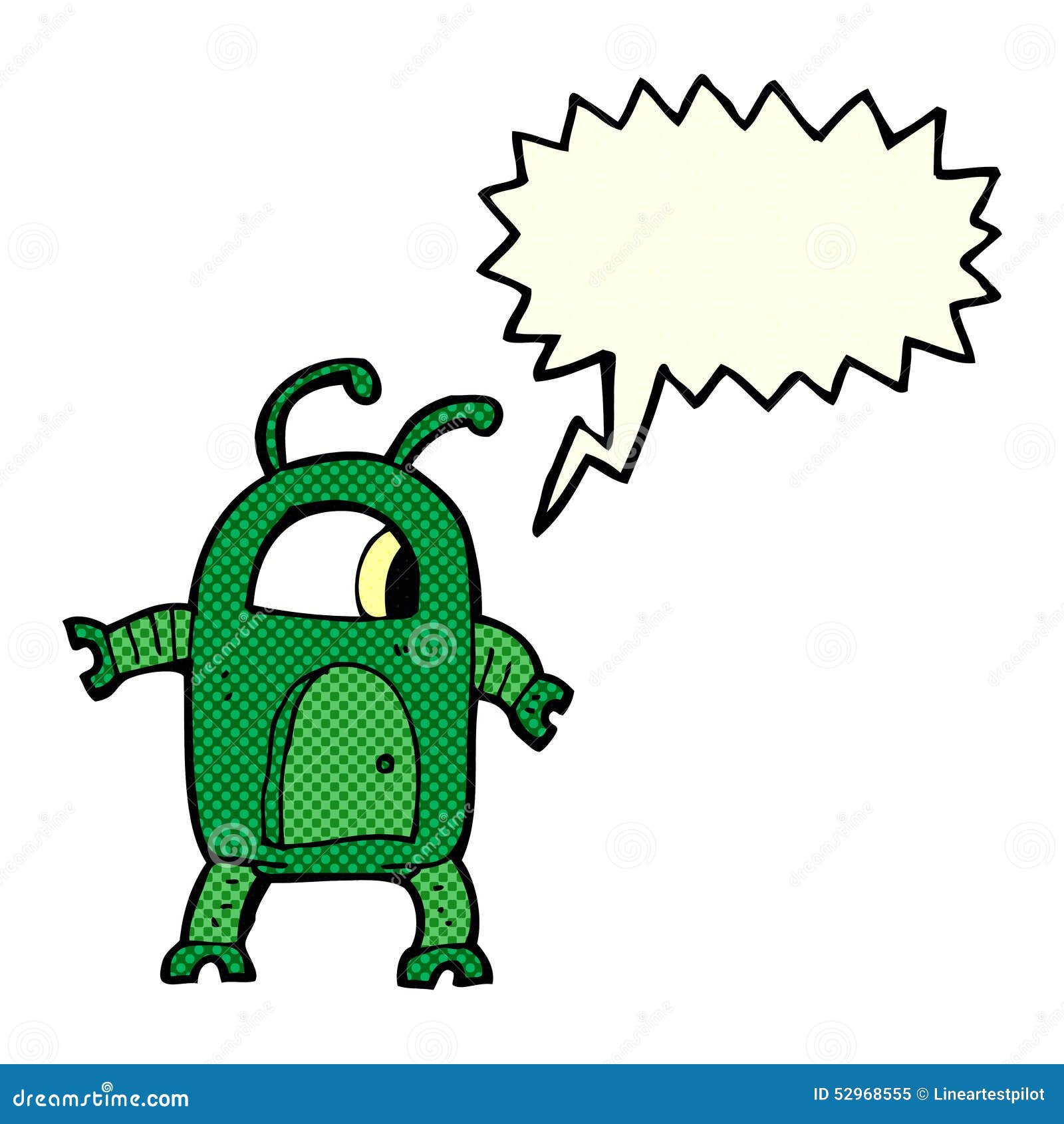 Cartoon Alien Robot with Speech Bubble Stock Illustration ...