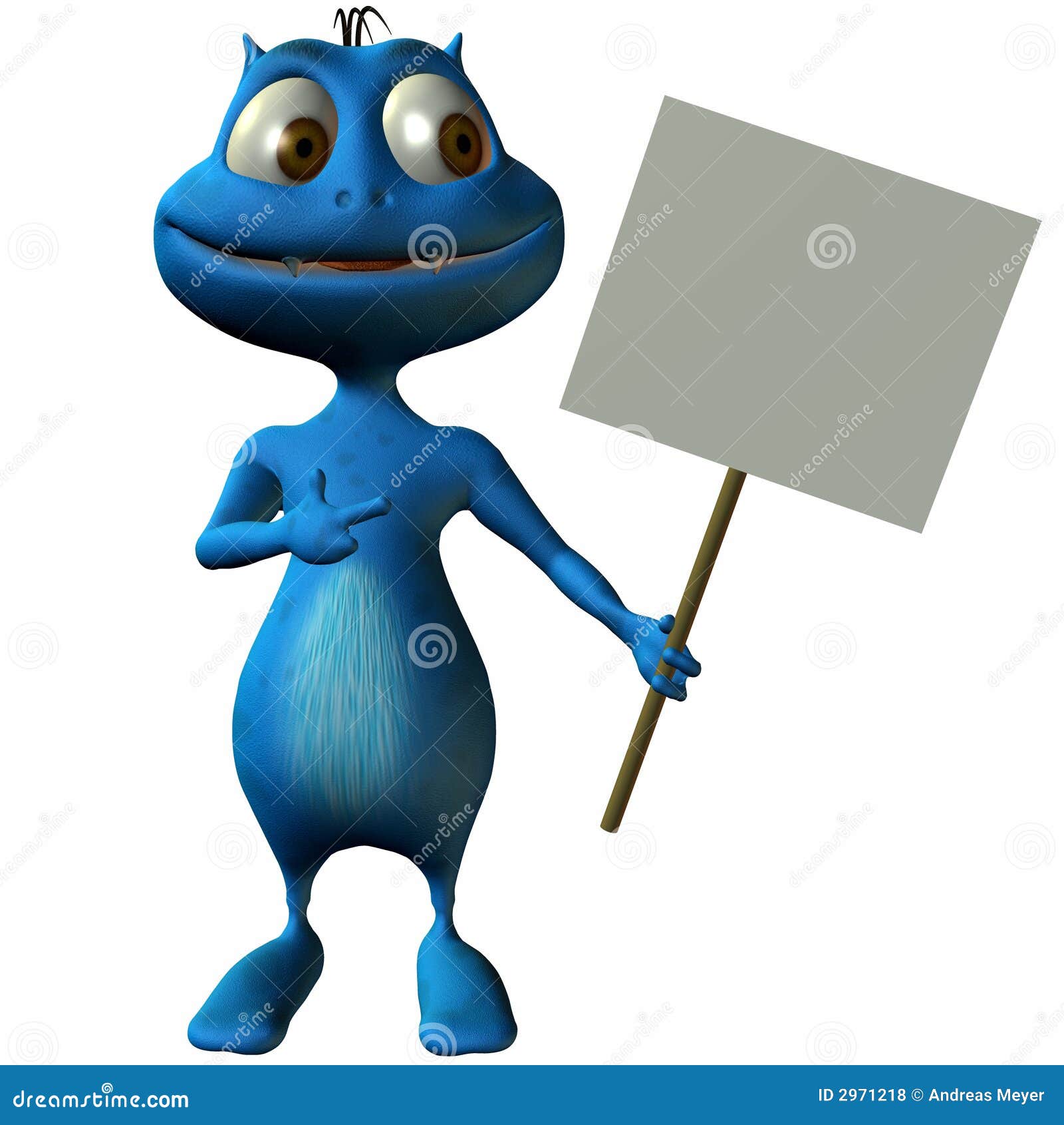 Cartoon Alien With Sign Stock Photo | CartoonDealer.com #2971218