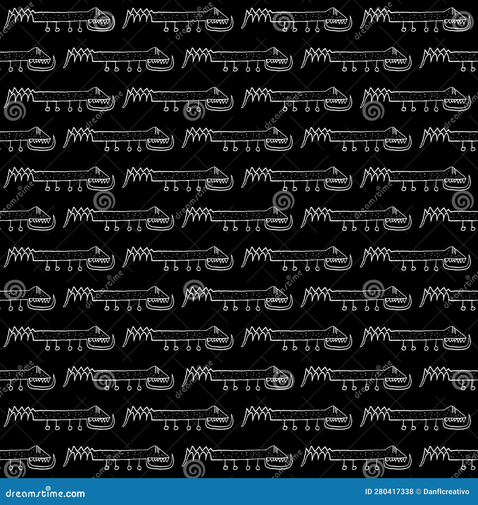 Cartoon Alien Snake Pencil Drawing Motif Pattern Stock Illustration ...