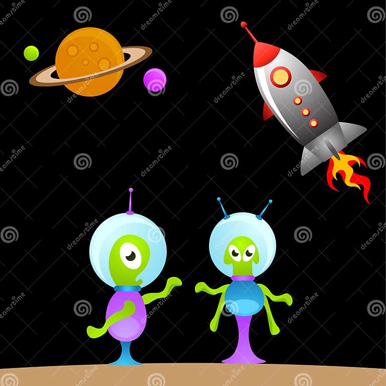 Cartoon alien and space stock vector. Illustration of experiment - 16218969