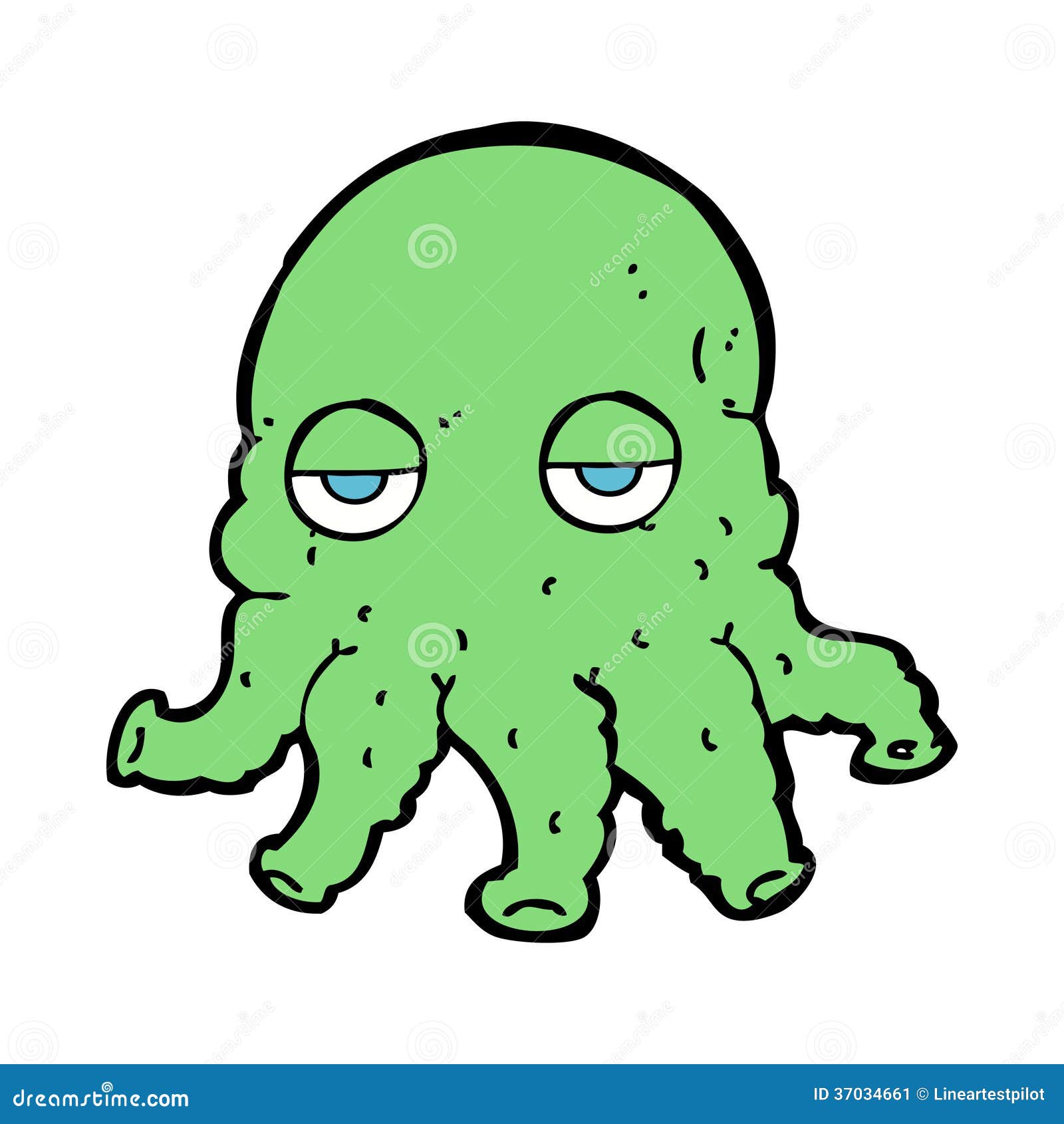 Cartoon alien squid face stock vector. Illustration of line - 37034661