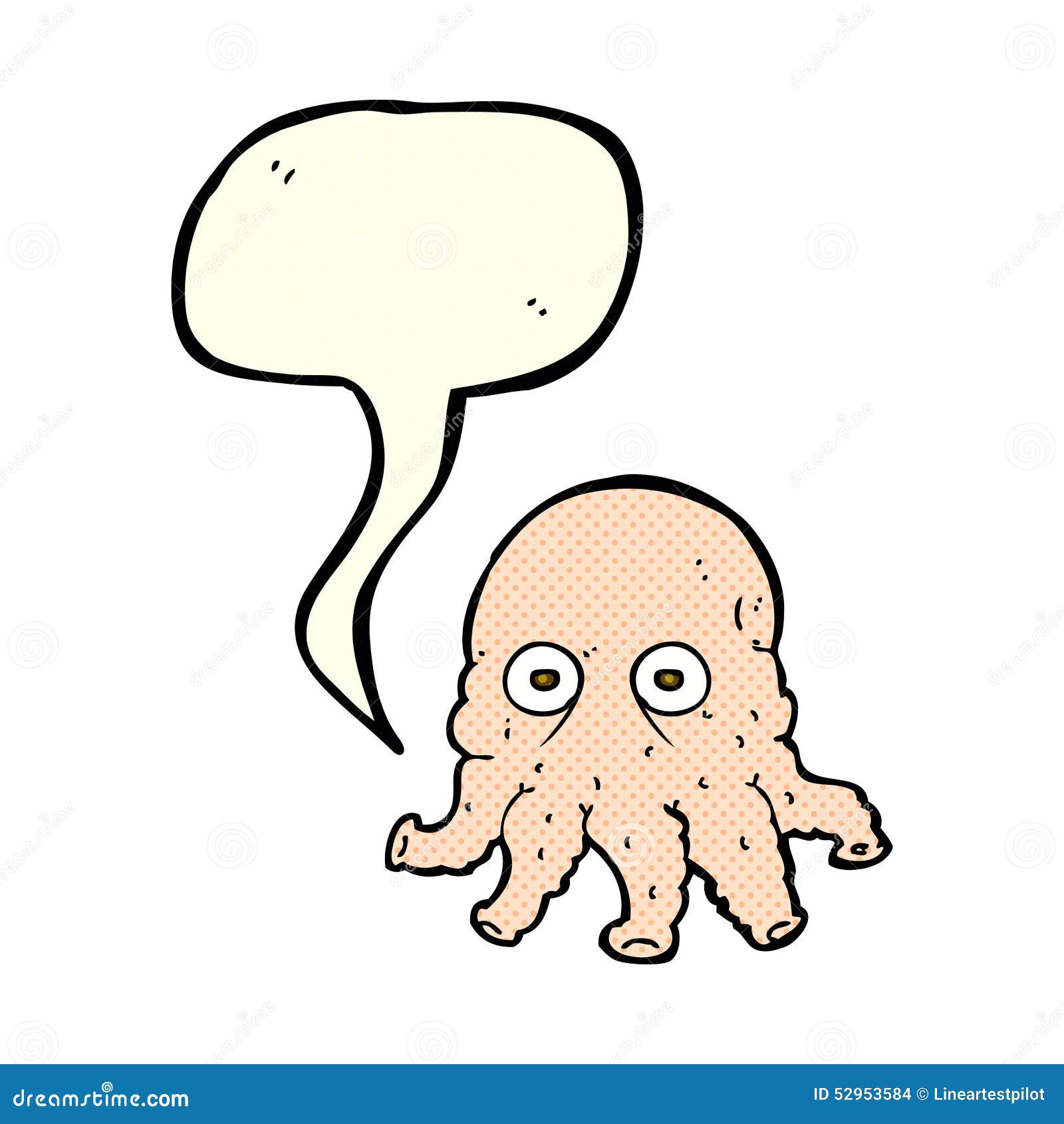 Cartoon Alien Squid Face with Speech Bubble Stock Illustration ...