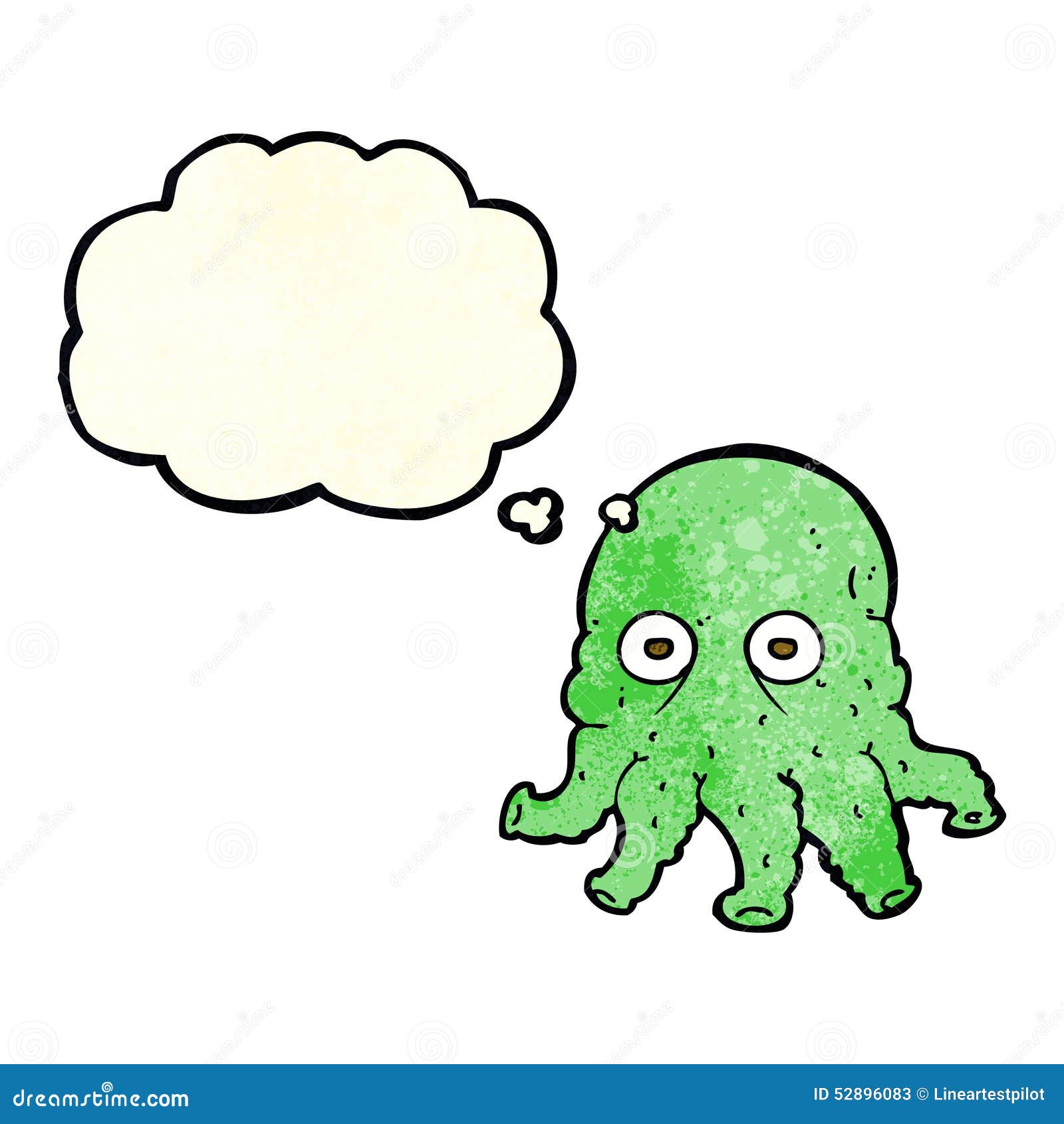 Cartoon Alien Squid Face with Thought Bubble Stock Illustration ...