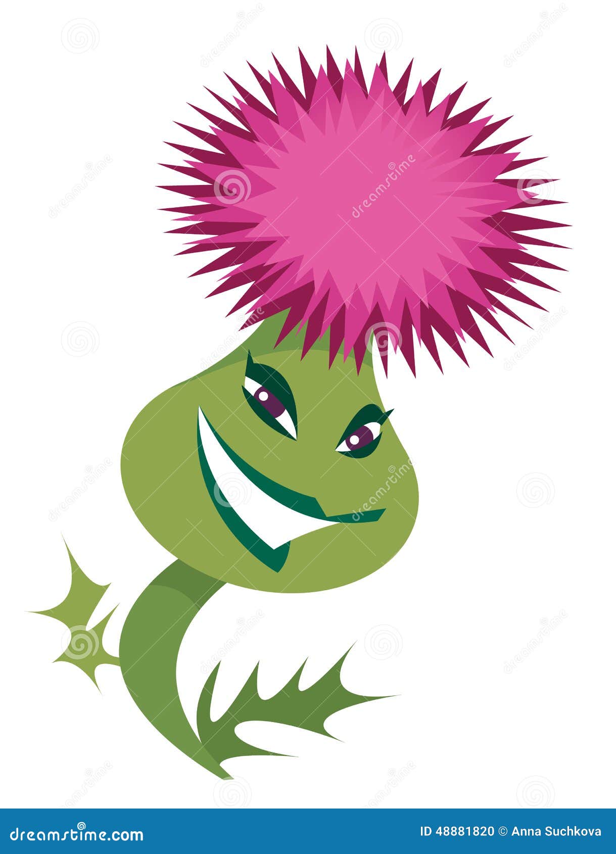 Cartoon Alive Character Thistle Stock Illustration - Illustration of ...