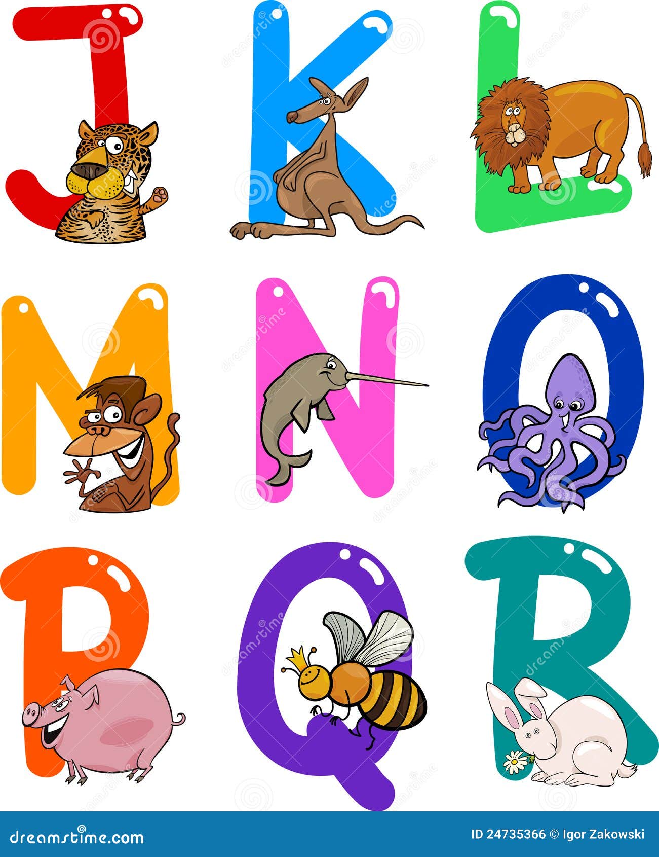 Cartoon Alphabet With Animals Vector Illustration | CartoonDealer.com ...