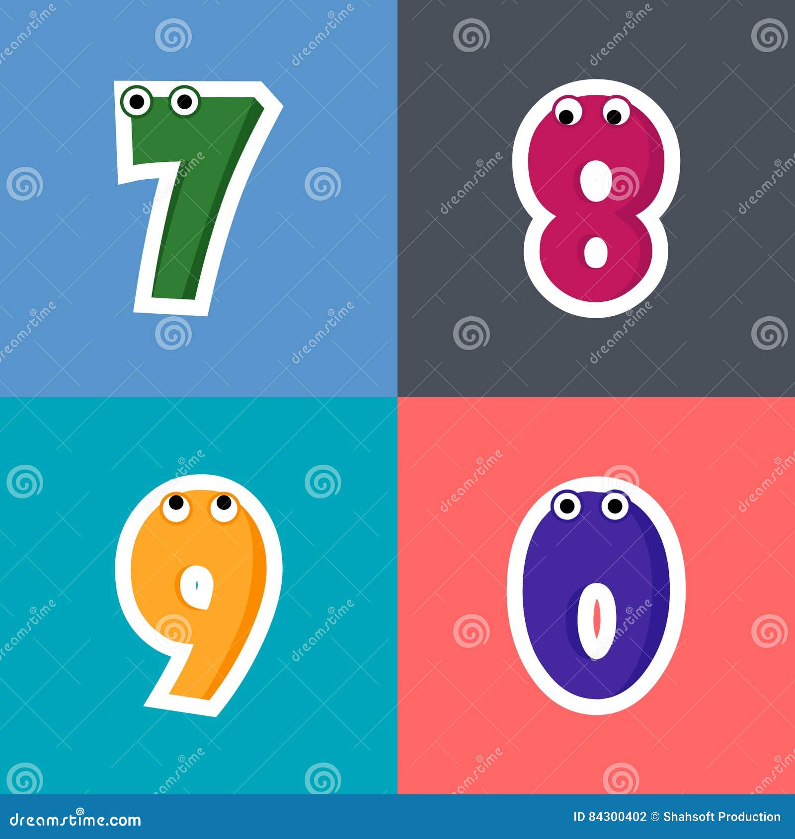 7 8 9 0 Cartoon alphabets stock vector. Illustration of cartoon - 84300402