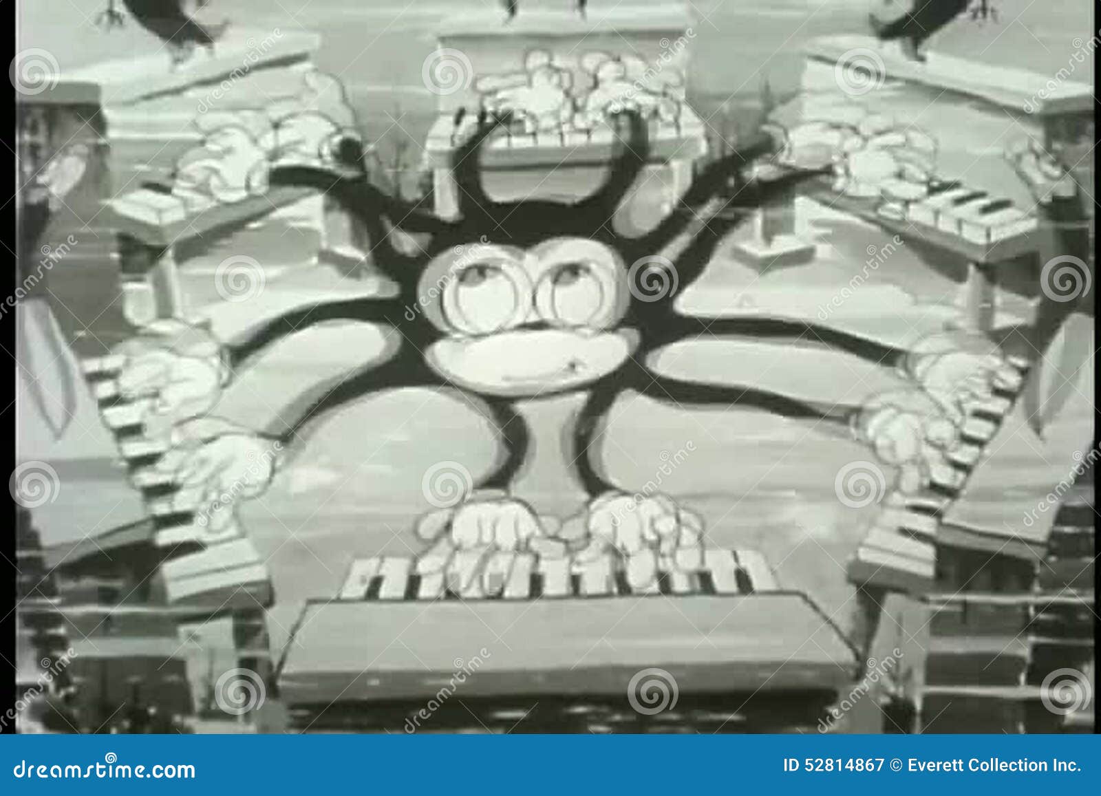 Cartoon Ambidextrous Octopus Playing Six Pianos Stock Video - Video of ...
