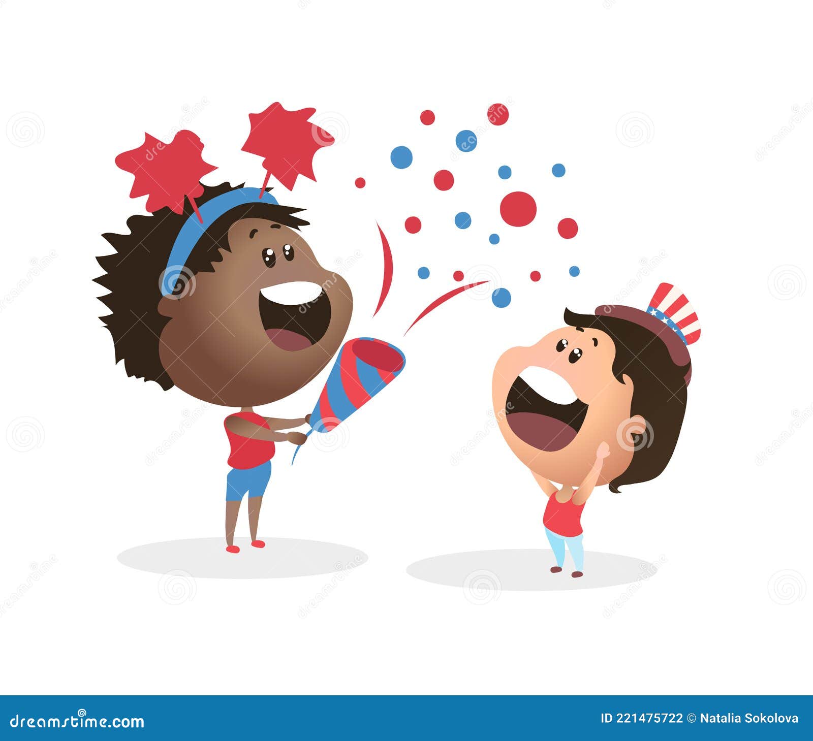 Cartoon American Children Plays with a Cracker Stock Vector ...