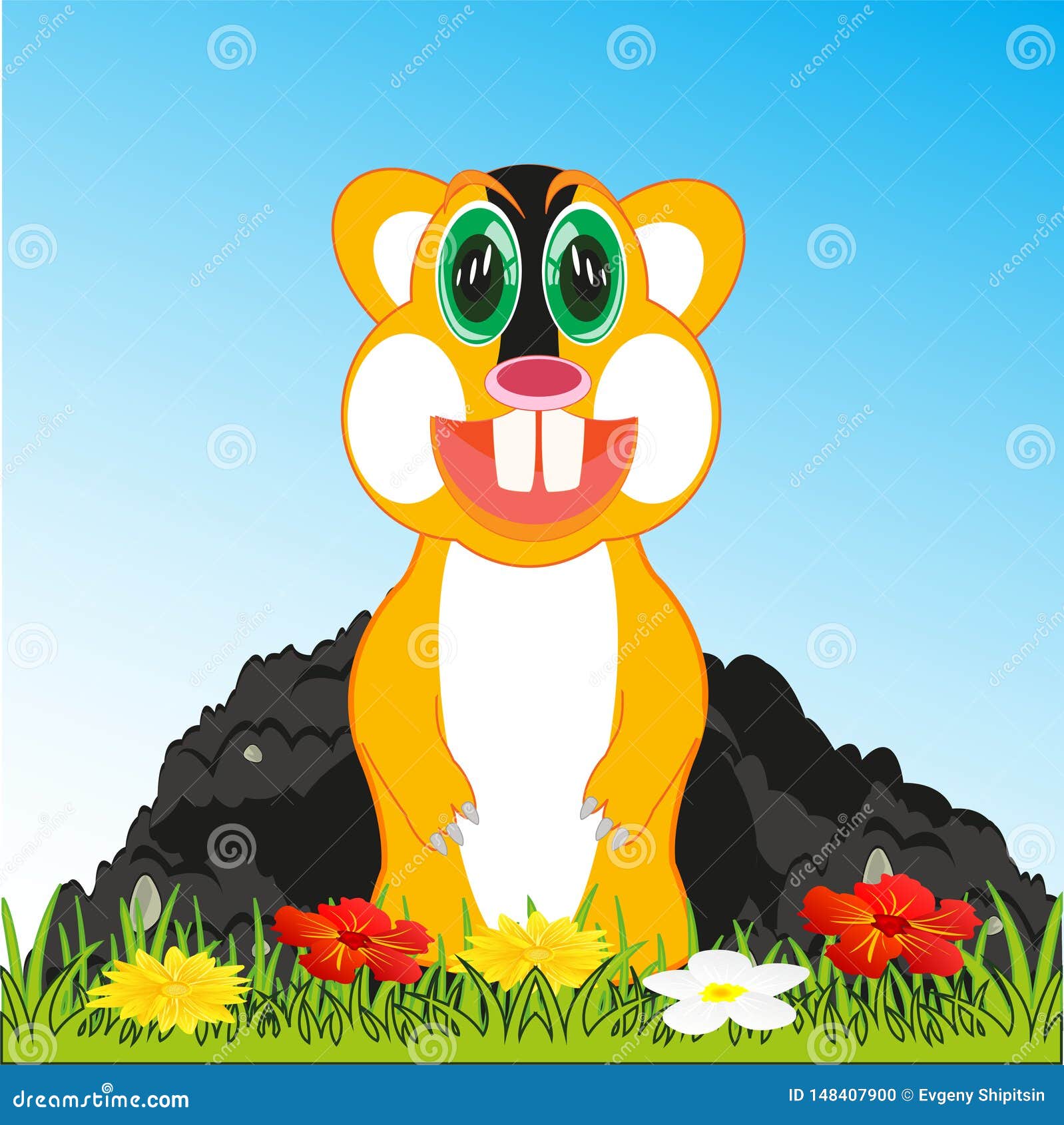 Cartoon Amusing Animal Gopher Peering Out Burrow Stock Vector ...