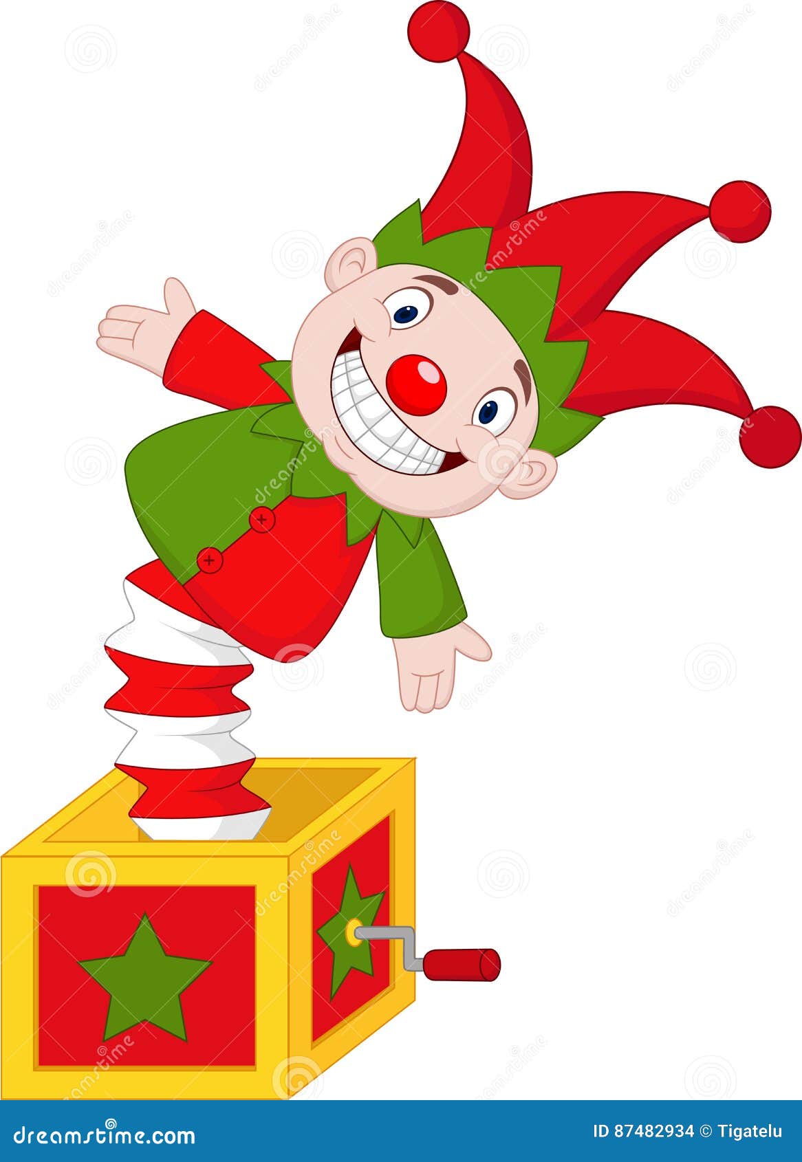 Cartoon Amusing Toy Jumping Out from a Box Stock Vector - Illustration ...