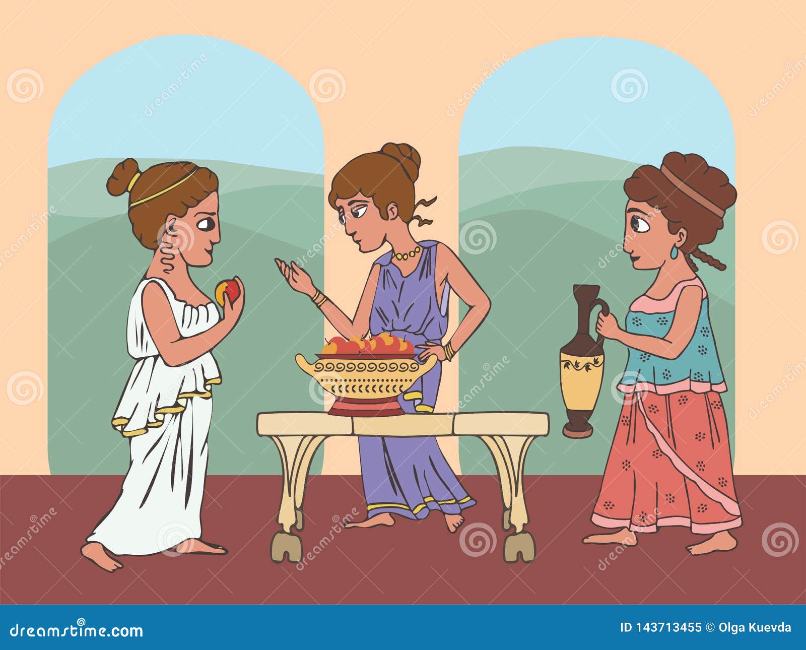 Cartoon Ancient Greek Women Party Stock Vector - Illustration of ... Cartoon Ancient Greek Women Party Stock Vector - Illustration of ...