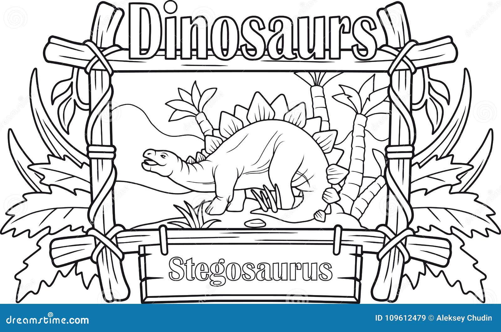 Stegosaurus. Coloring Book For Children And Adults. Cartoon Vector ...