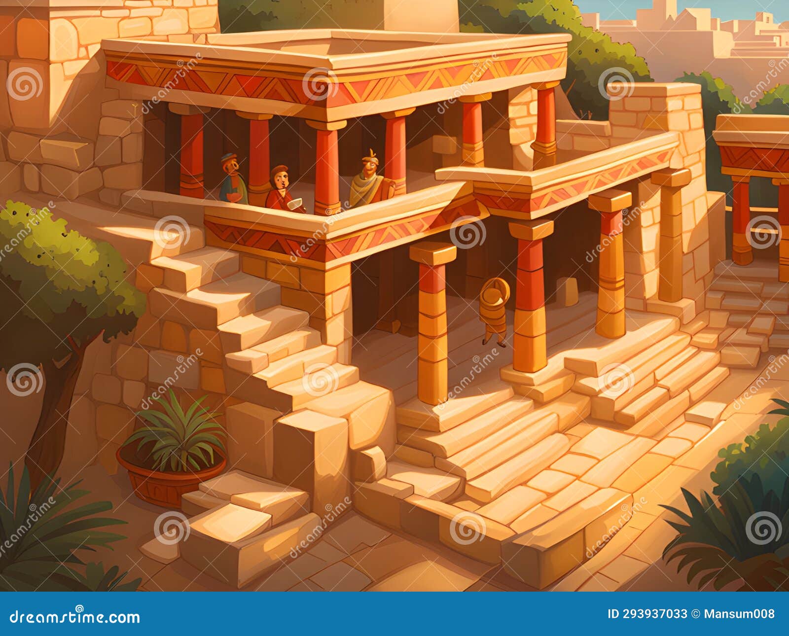 Cartoon Ancient Temple on the Mountain Stock Illustration ...