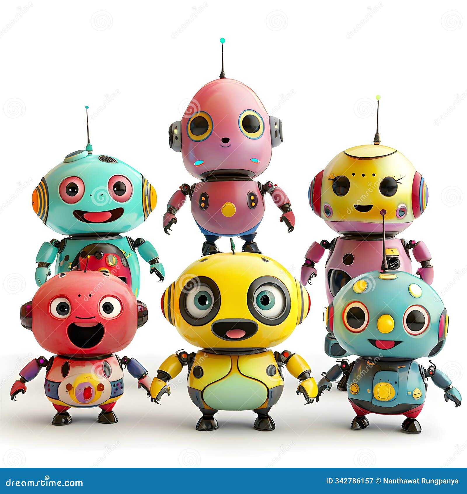 Cartoon Android, Monster, and Animal Character Vector Illustration Set ...