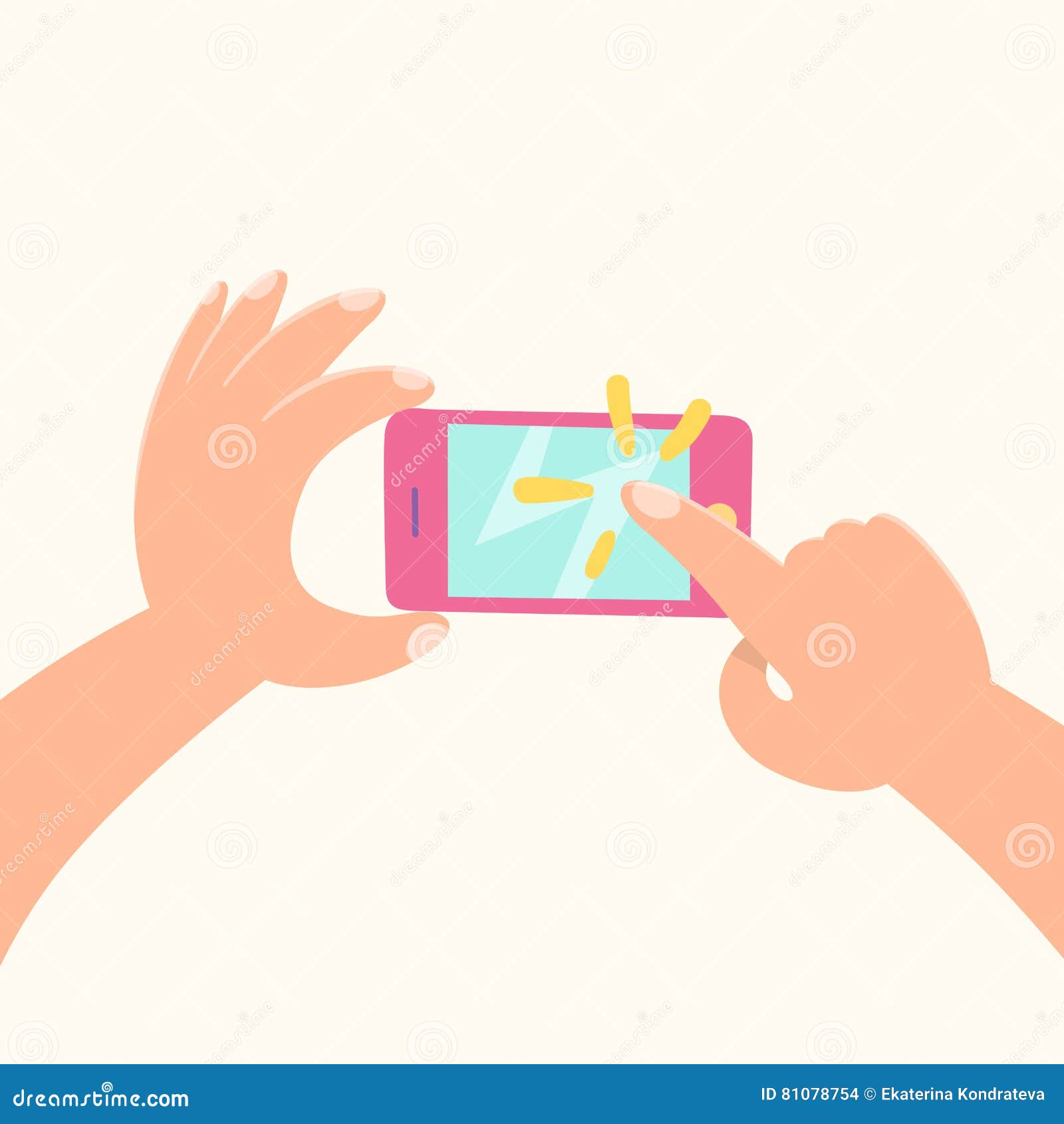 Cartoon Ands Holding Phone and Tapping. Smartphone Stock Vector ...
