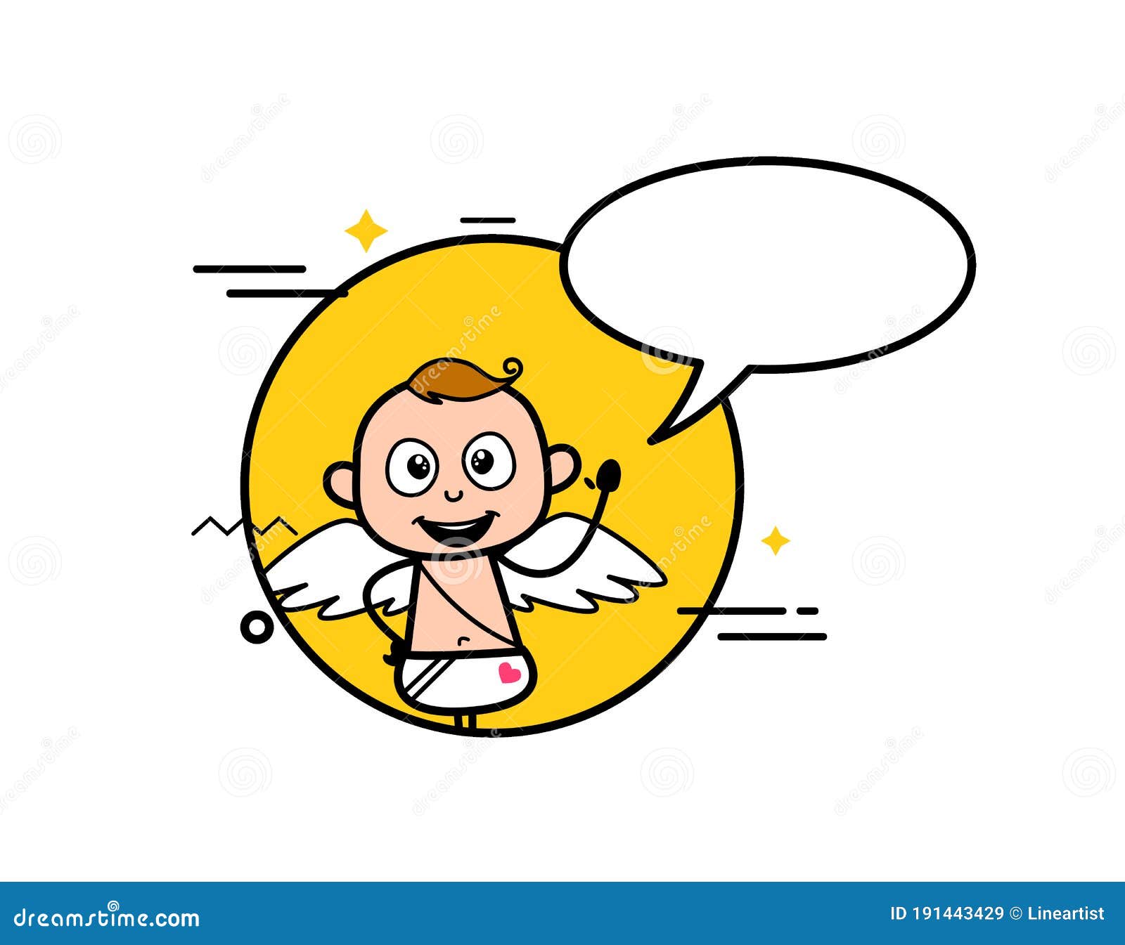 Cartoon Angel with Chat Bubble Stock Vector - Illustration of hello ...