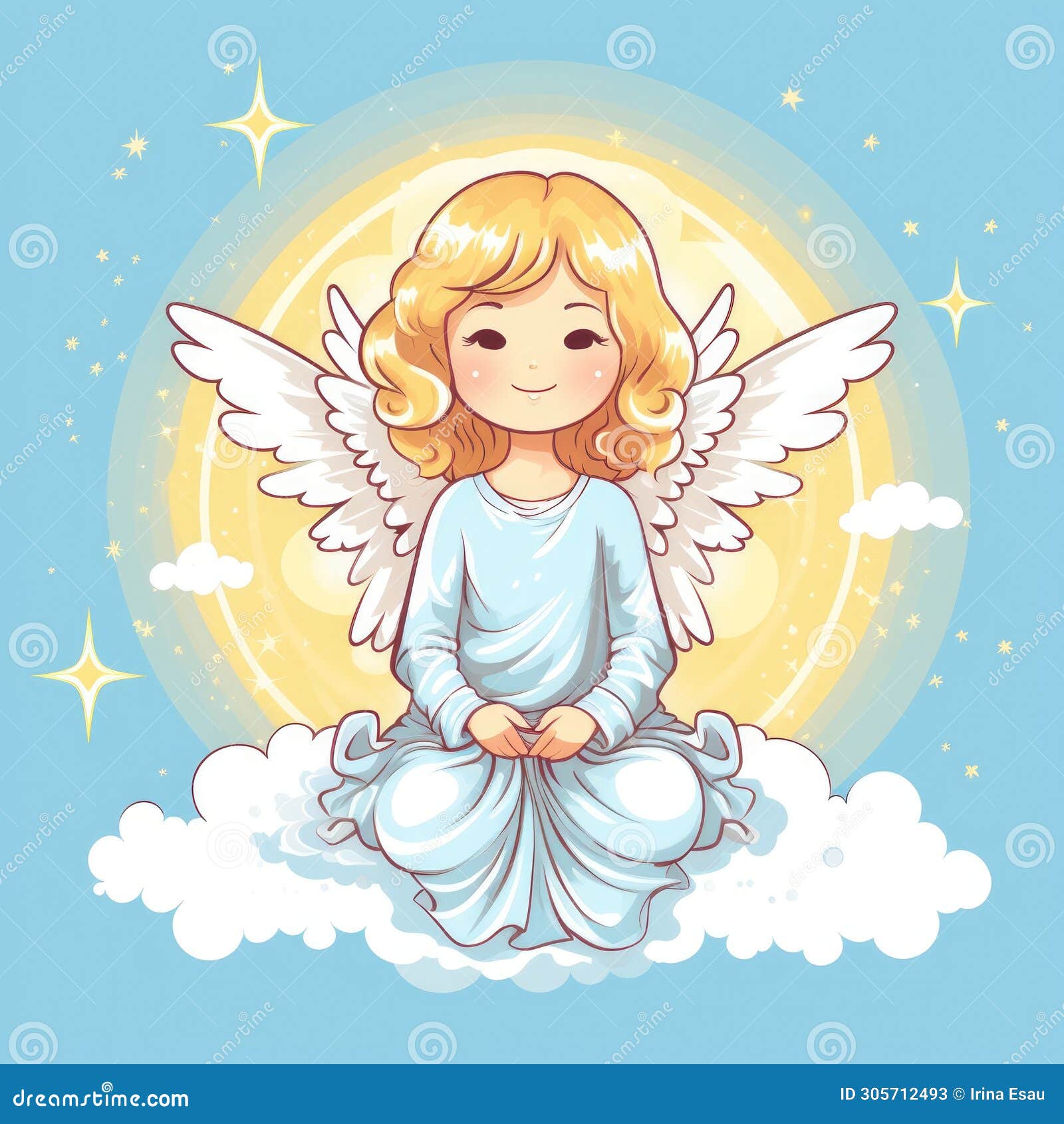 Cartoon angel on a cloud stock illustration. Illustration of cartoon ...