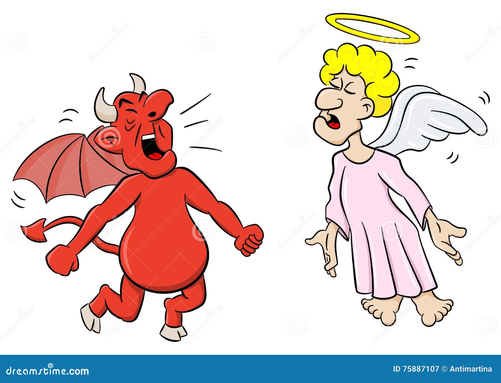 Cartoon angel and devil stock vector. Illustration of religion - 75887107