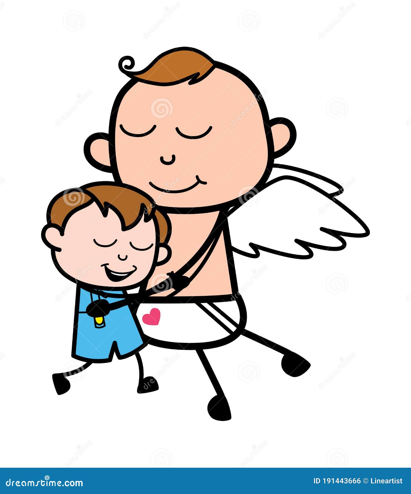 Cartoon Angel Giving a Hug stock illustration. Illustration of guardian ...