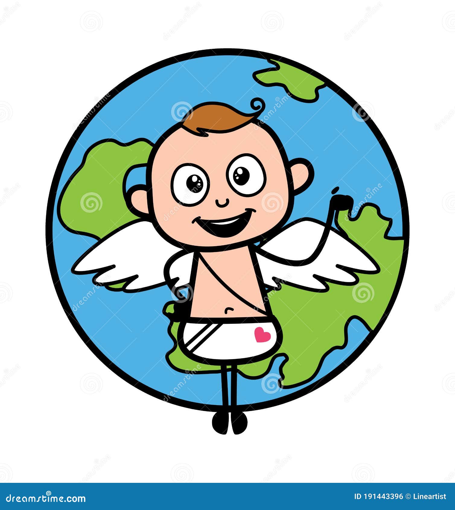 Cartoon Angel with Planet Earth Stock Illustration - Illustration of ...