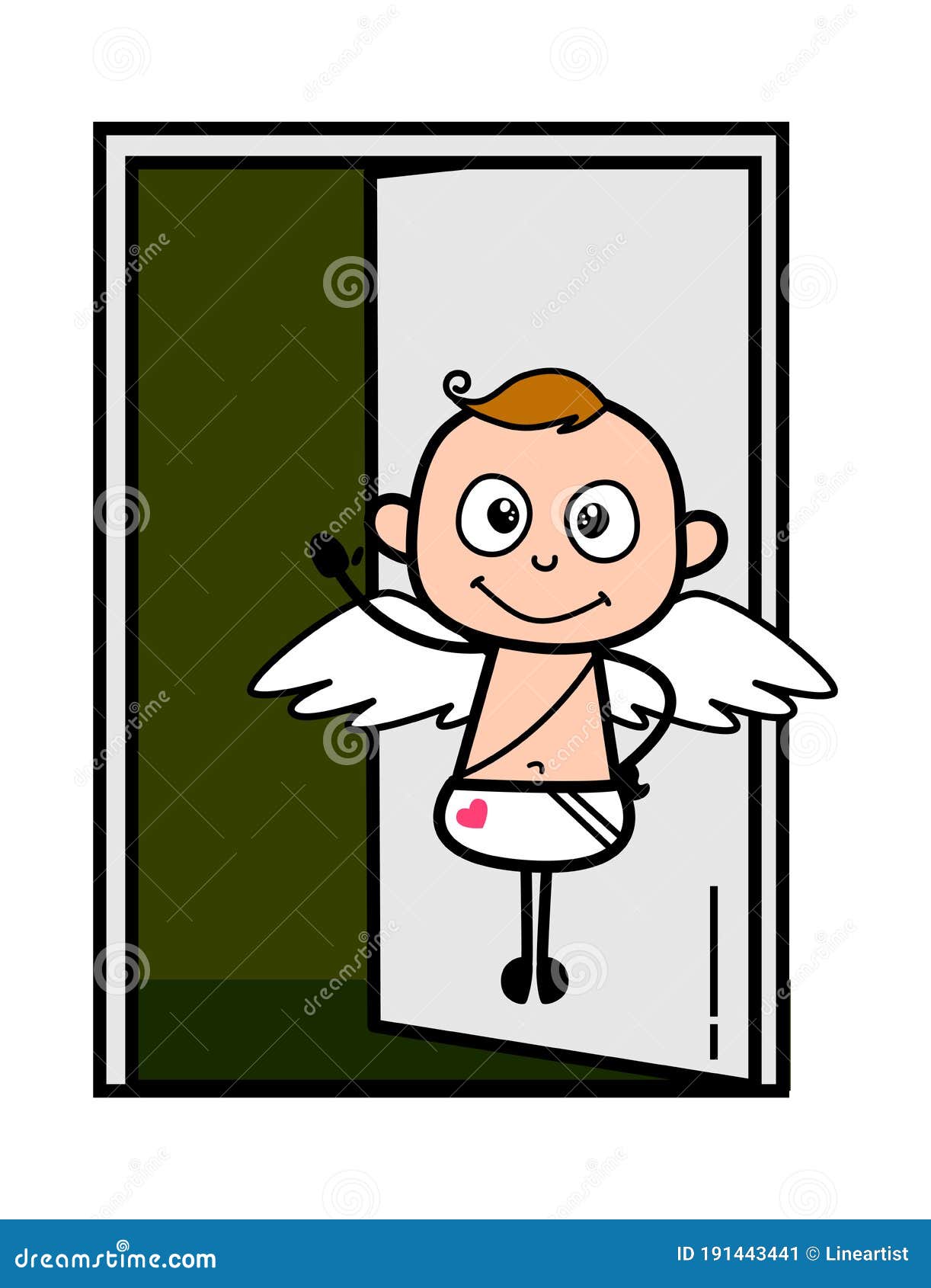 Cartoon Angel Standing at Door Stock Illustration - Illustration of ...
