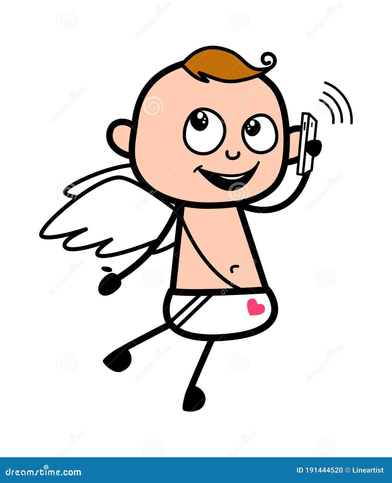 Cartoon Angel Talking on Cell Phone Stock Illustration - Illustration ...