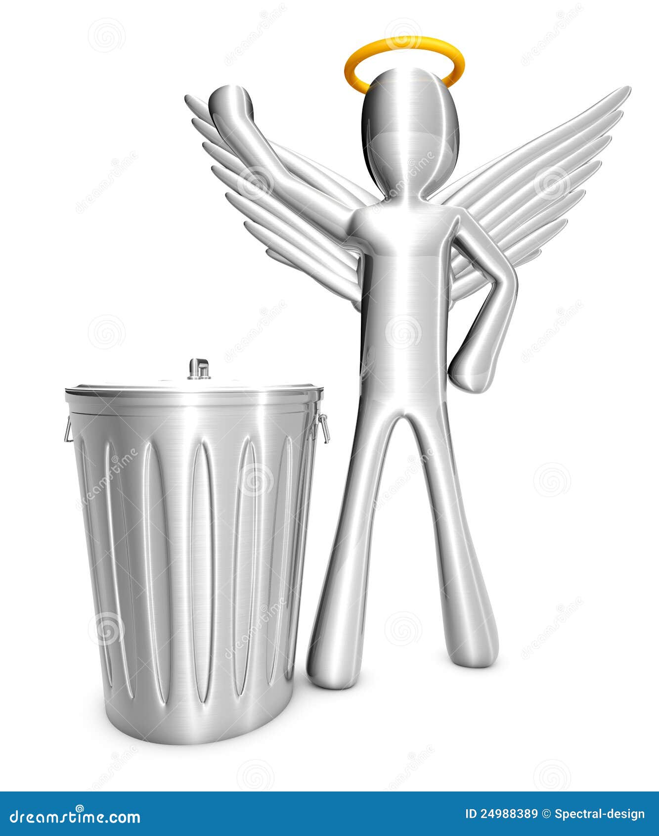 Cartoon Angel with Trash Can Stock Illustration - Illustration of cute ...