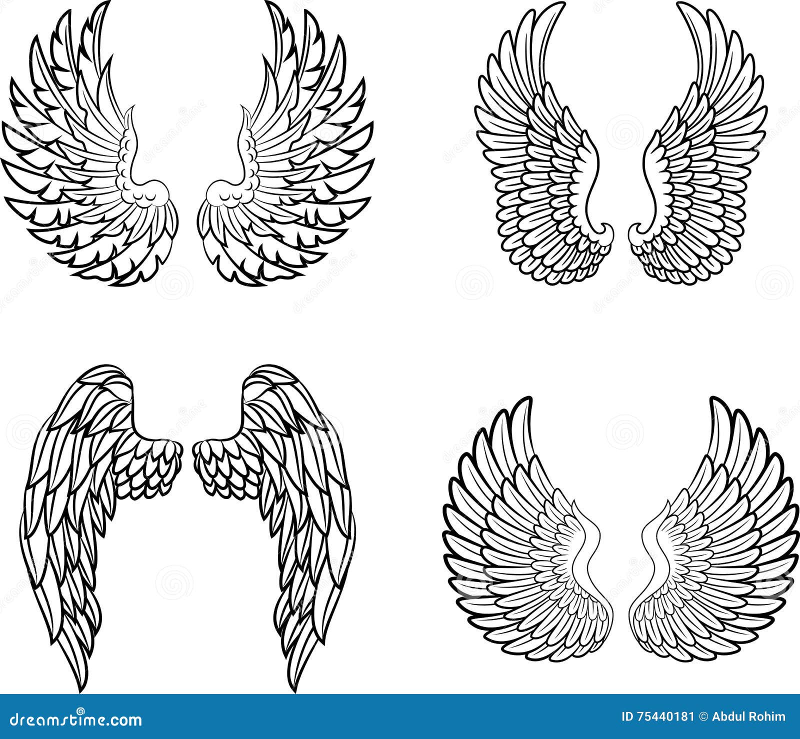 Cartoon Angel Wings Collection Set Stock Vector - Illustration of ...