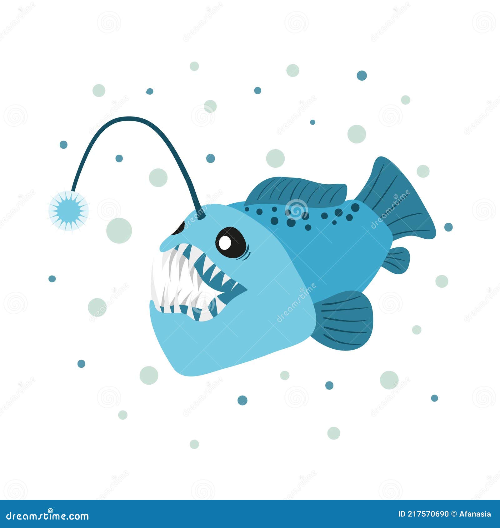 Cartoon Angler Fish. Vector Illustration of Anglerfish Character Stock ...