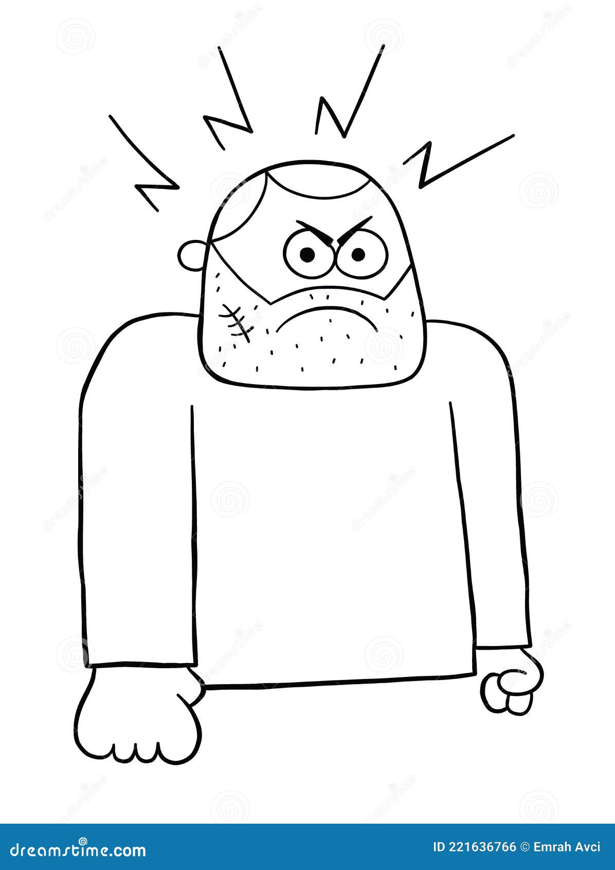 Cartoon Angry Bad Man, Vector Illustration Stock Vector - Illustration ...