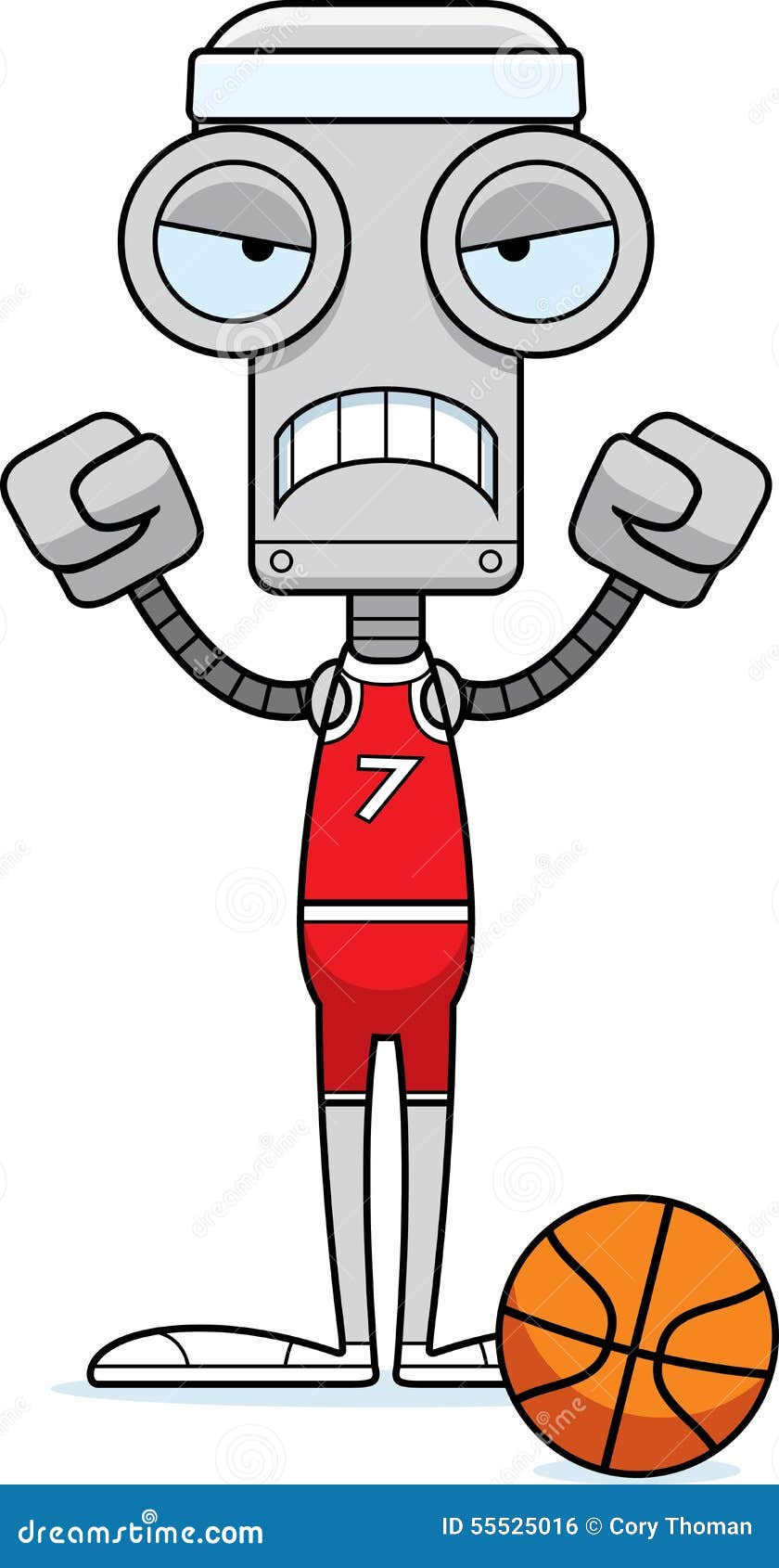 Cartoon Angry Basketball Player Robot Stock Vector - Illustration of ...
