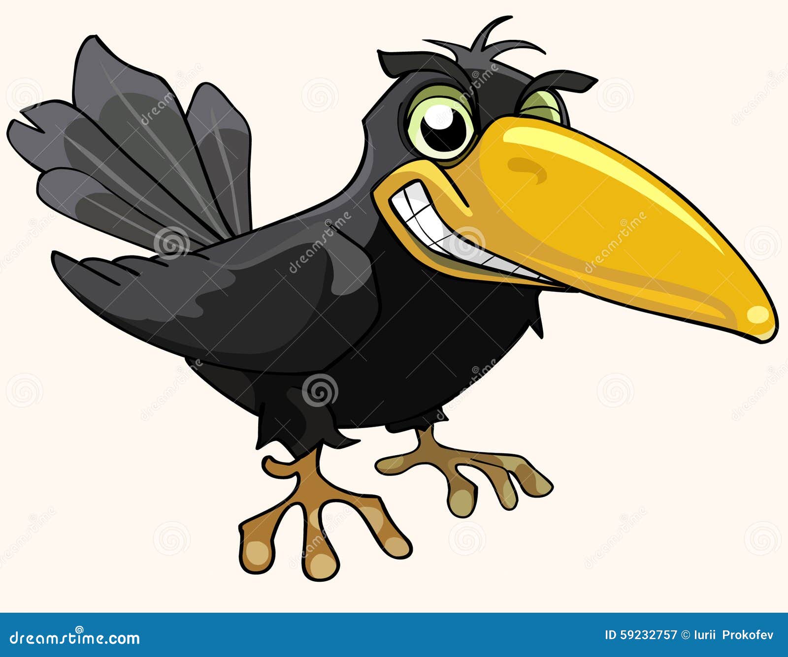 Cartoon Angry Bird Crow Smiling Stock Vector - Illustration of black ...
