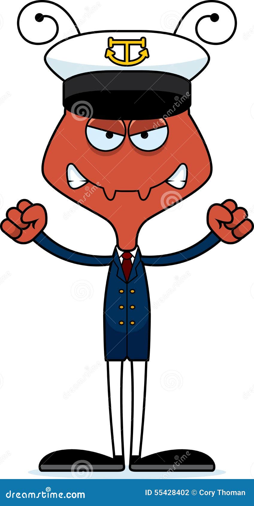 Cartoon Angry Boat Captain Ant Stock Vector - Illustration of angry ...