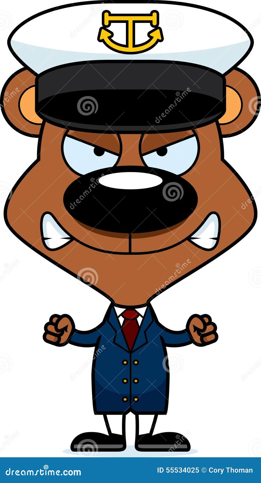 Cartoon Angry Boat Captain Bear Stock Vector - Illustration of clip ...