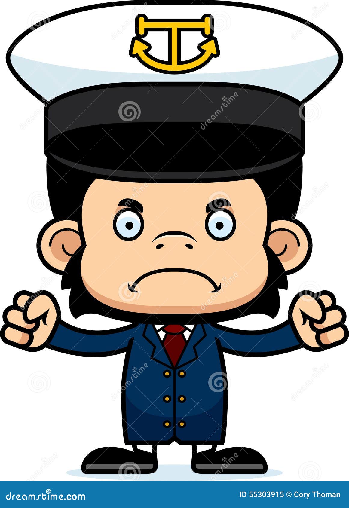 Cartoon Angry Boat Captain Chimpanzee Stock Vector - Illustration of ...