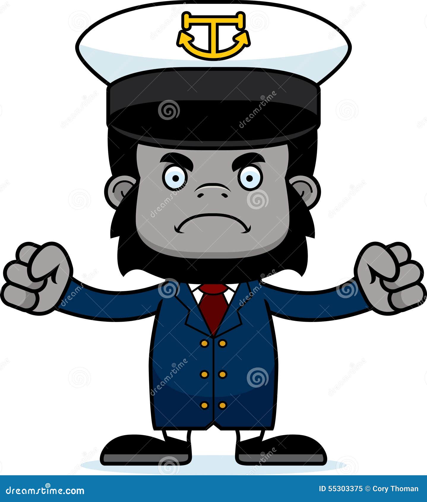 Cartoon Angry Boat Captain Gorilla Stock Vector - Illustration of ...